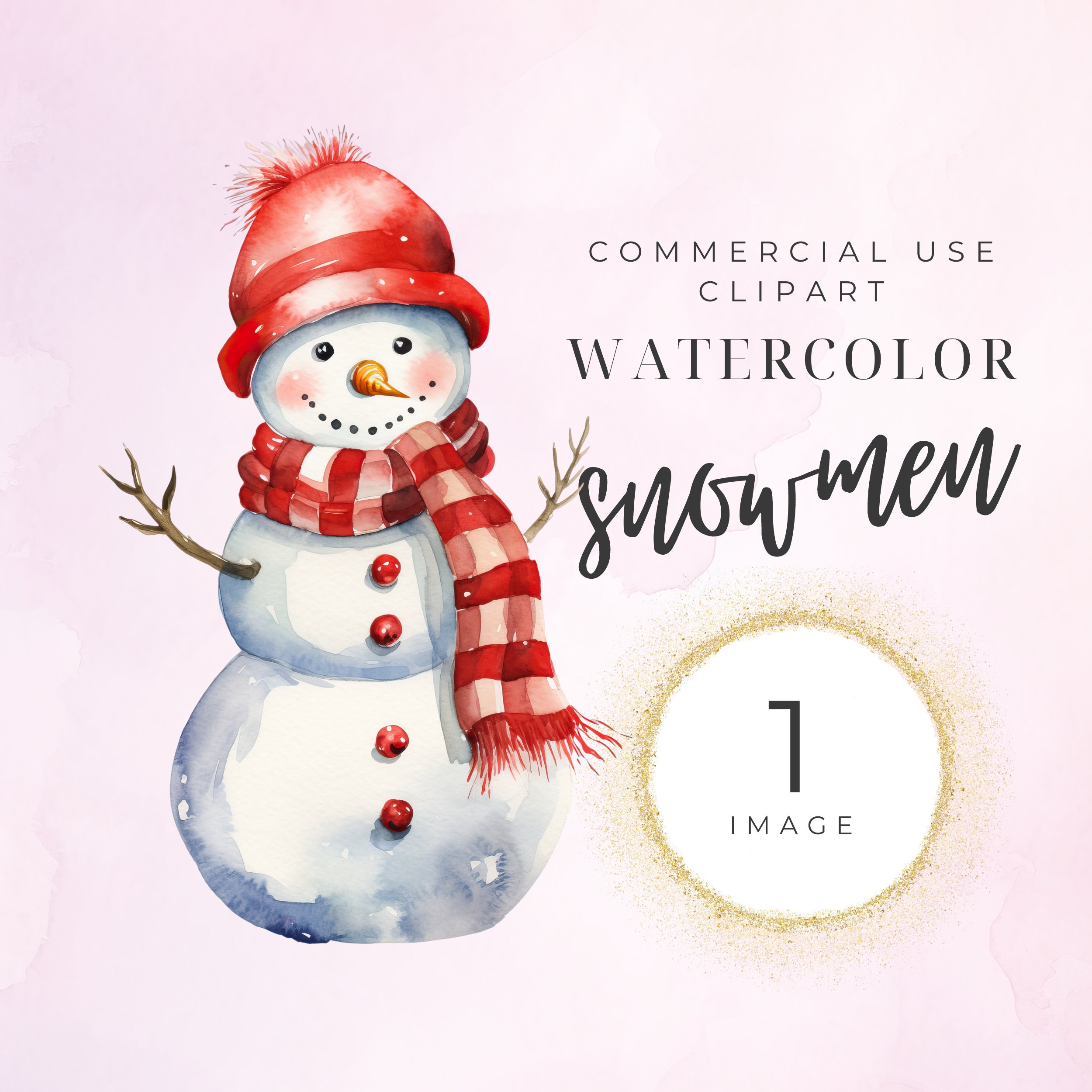 Snowman Family Clipart, Watercolor Christmas Snowman Clipart Commercial ...