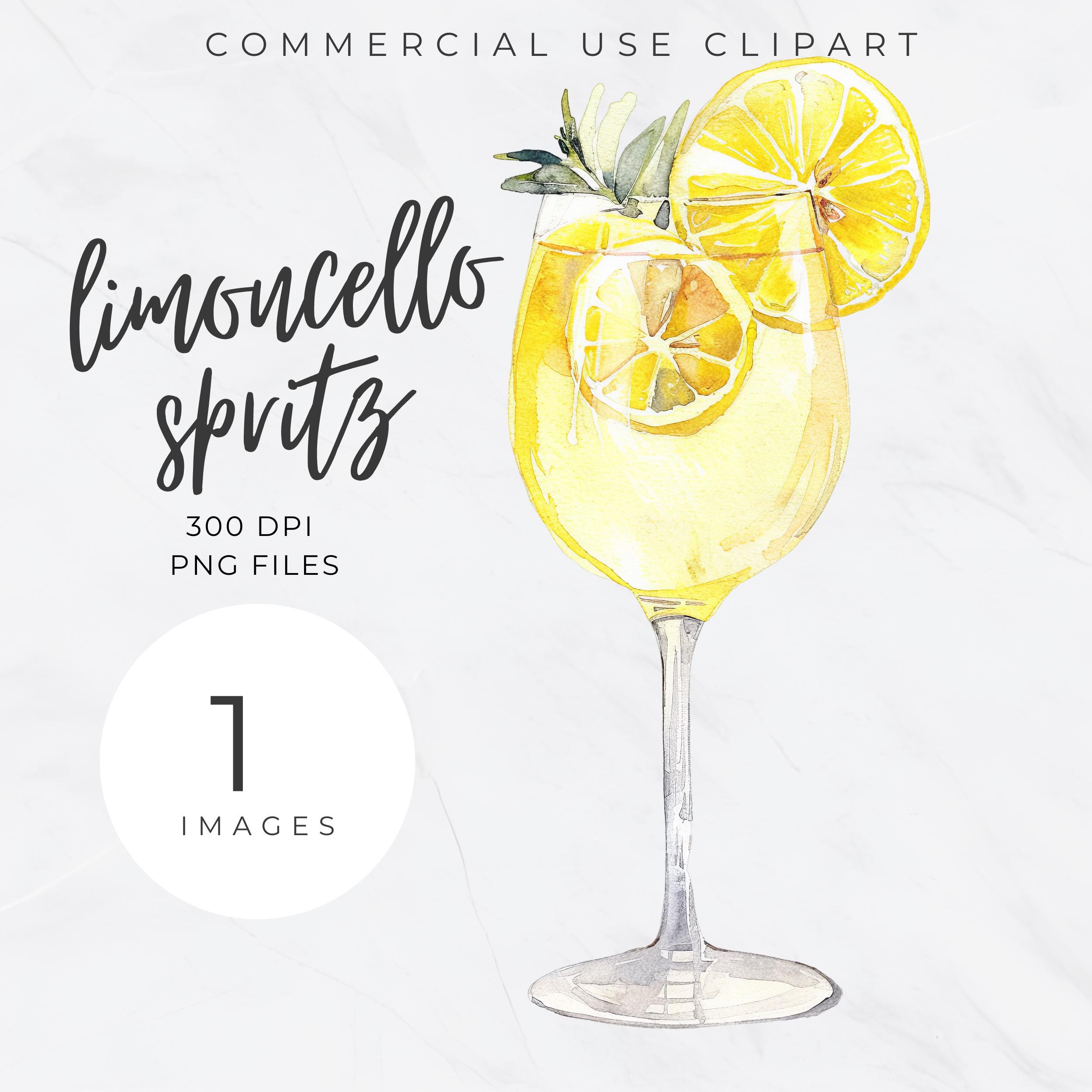 Signature Drink Sign Limoncello, Custom Watercolor Cocktail Clipart ...