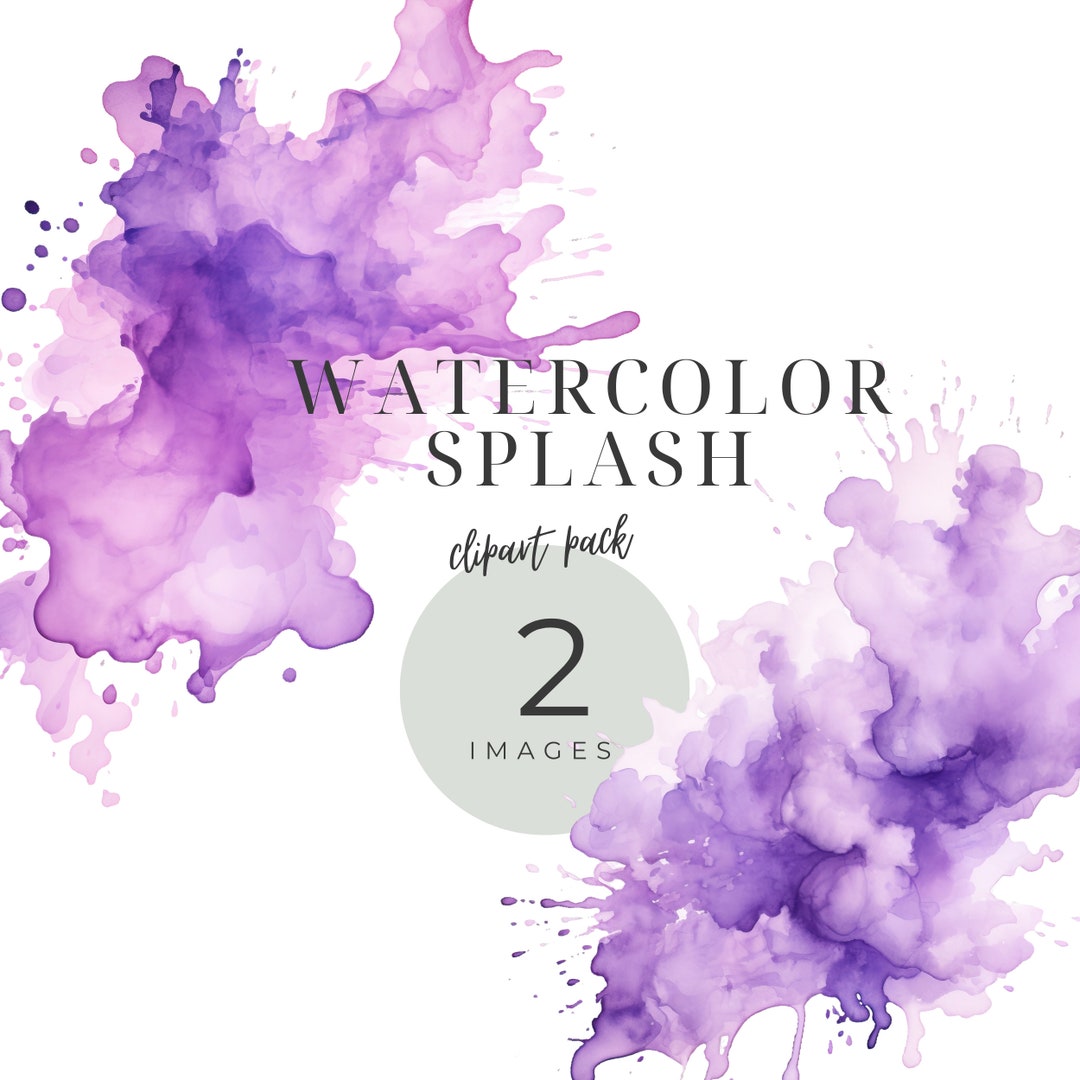 Pastel Watercolor Alcohol Ink Splash Clipart, Purple Paint Color Splash ...