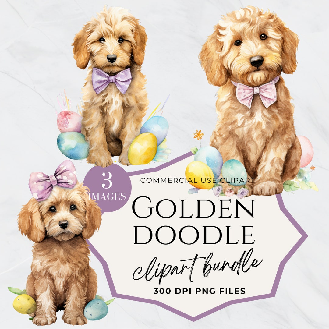 Golden Doodle Clipart, Easter Doodle Dog, Dog Watercolor, Instant ...