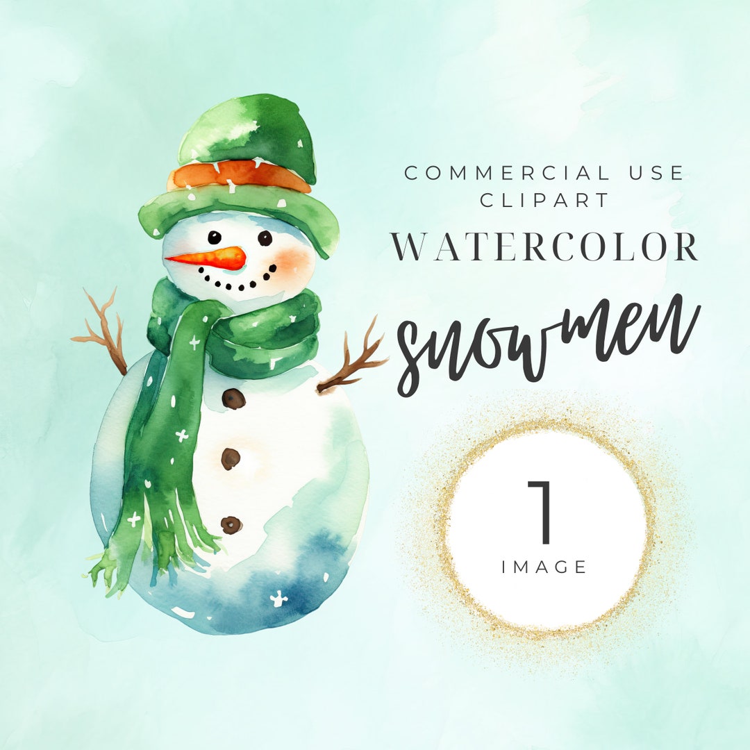 Snowman Family Clipart, Watercolor Christmas Snowman Clipart Commercial ...