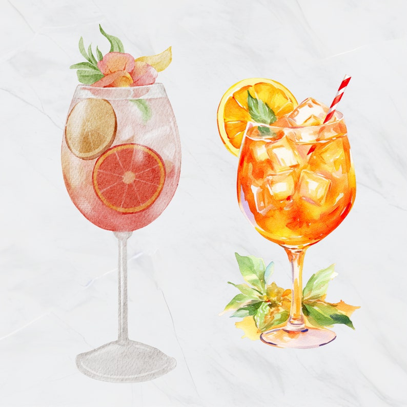 Aperol Clipart, Aperol Spritz PNG, Cocktail Drink Bundle Clipart, Bar ...