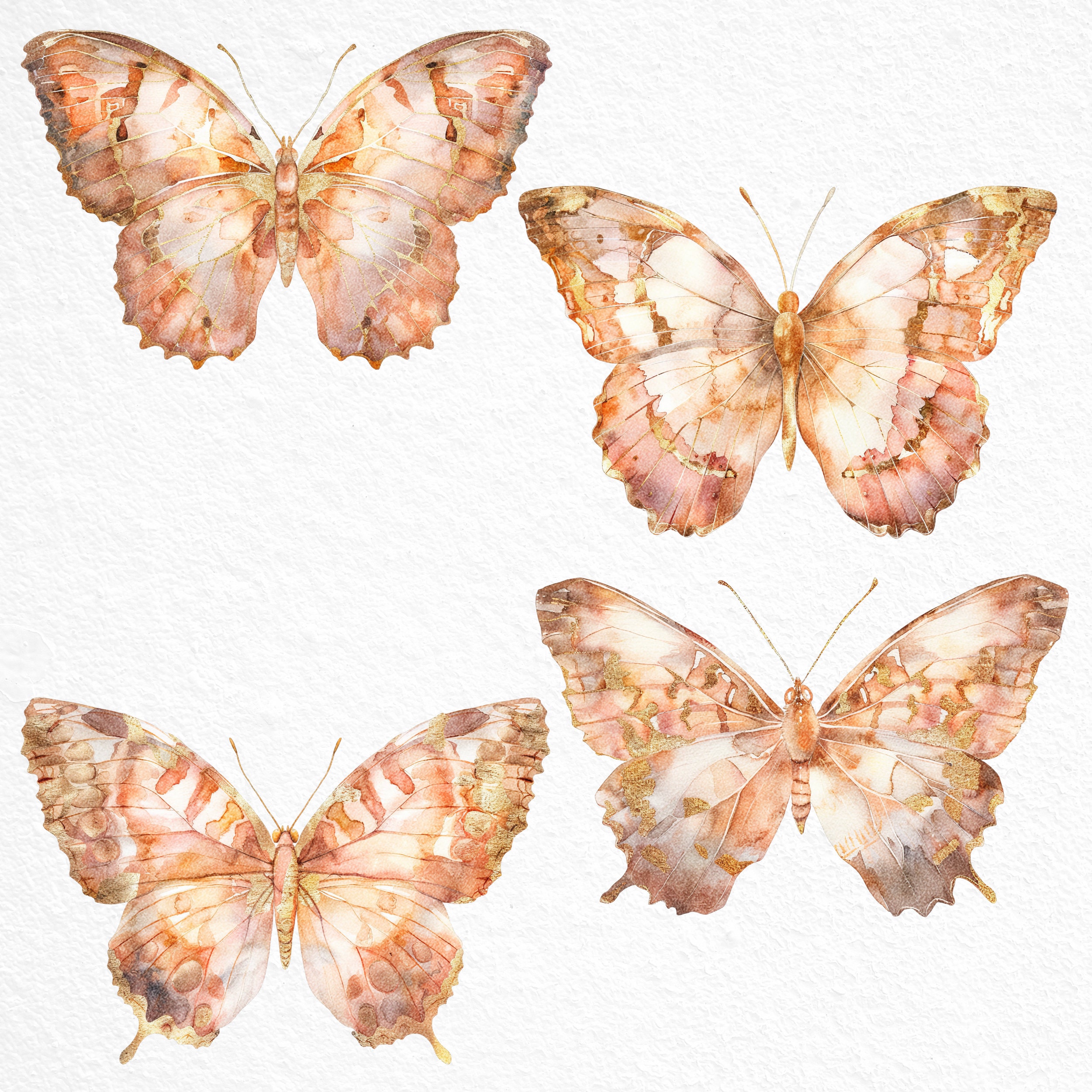 Rose Gold Butterfly Clipart, Pink and Gold Butterfly Clip Art, Pink ...