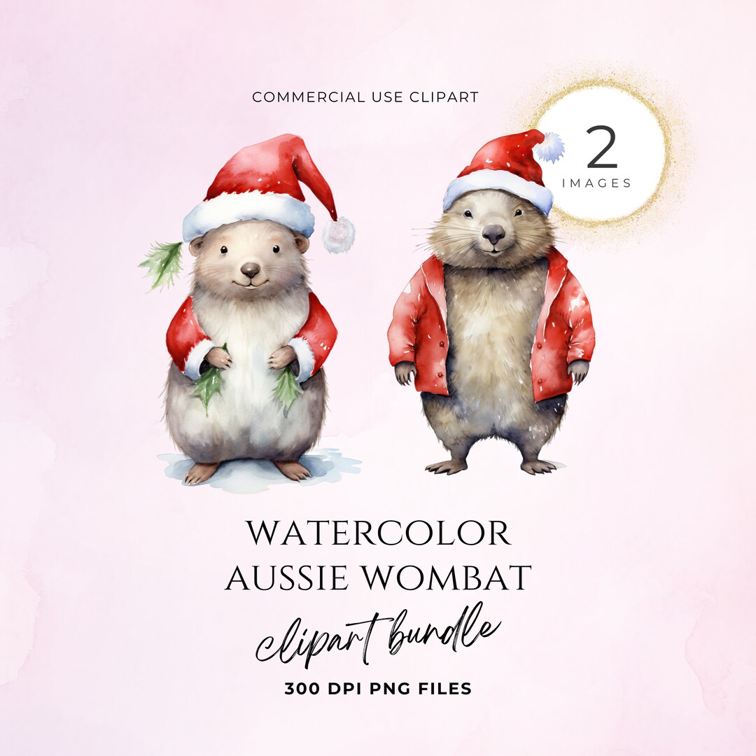 Australian Christmas Clipart, Australia Animals Clipart, Wombat, Aussie ...