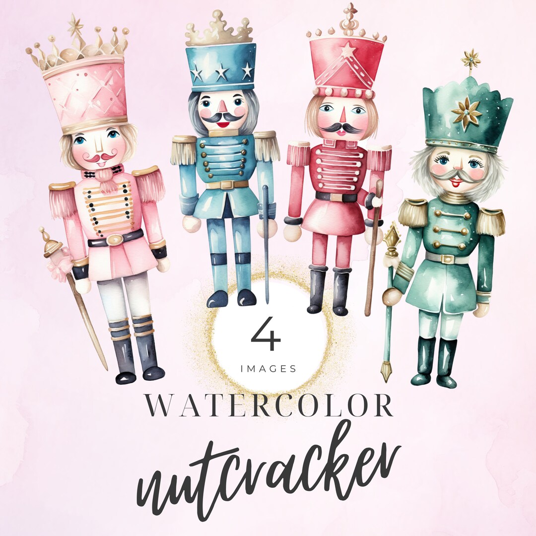 Watercolor Nutcracker Bundle Clipart, Pink Nutcracker Clipart ...