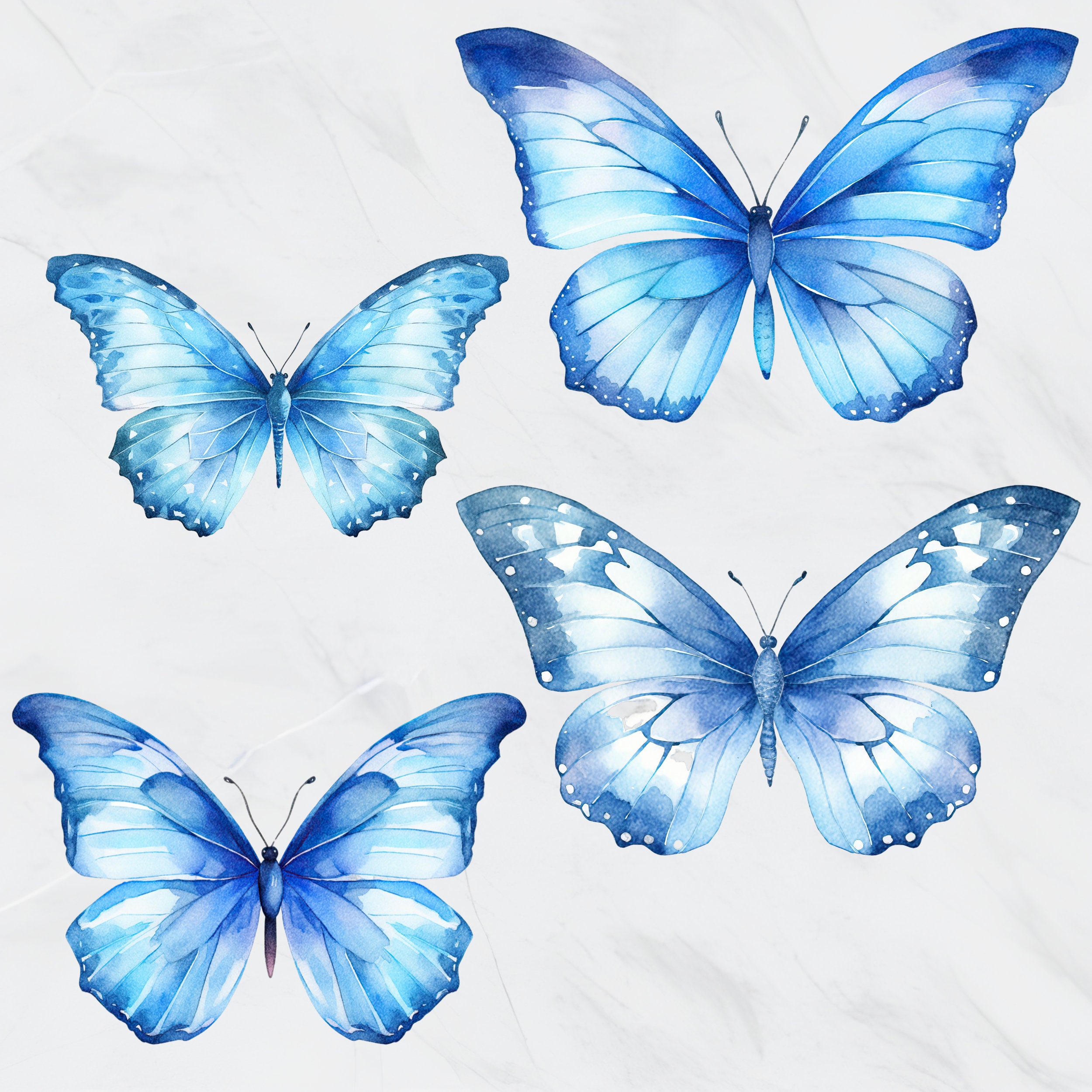 Blue Butterfly Clipart Watercolor Colorful Butterflies - Etsy