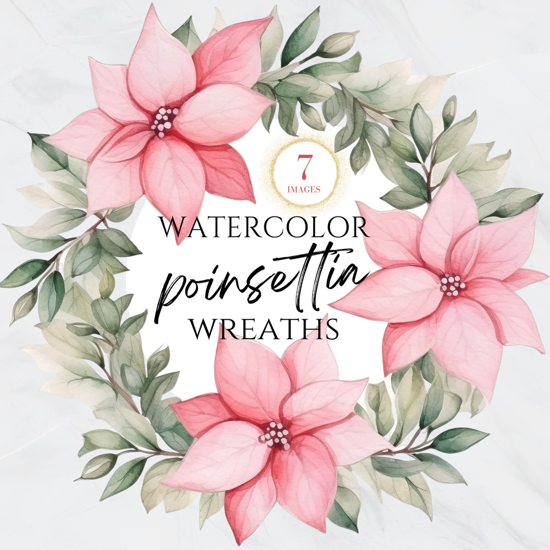 Christmas Poinsettia Clipart, Winter Floral Wreath, Christmas ...