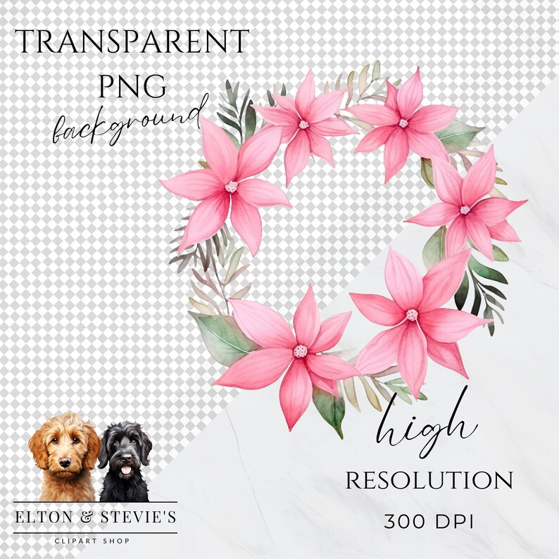 Christmas Poinsettia Clipart, Winter Floral Wreath, Christmas ...