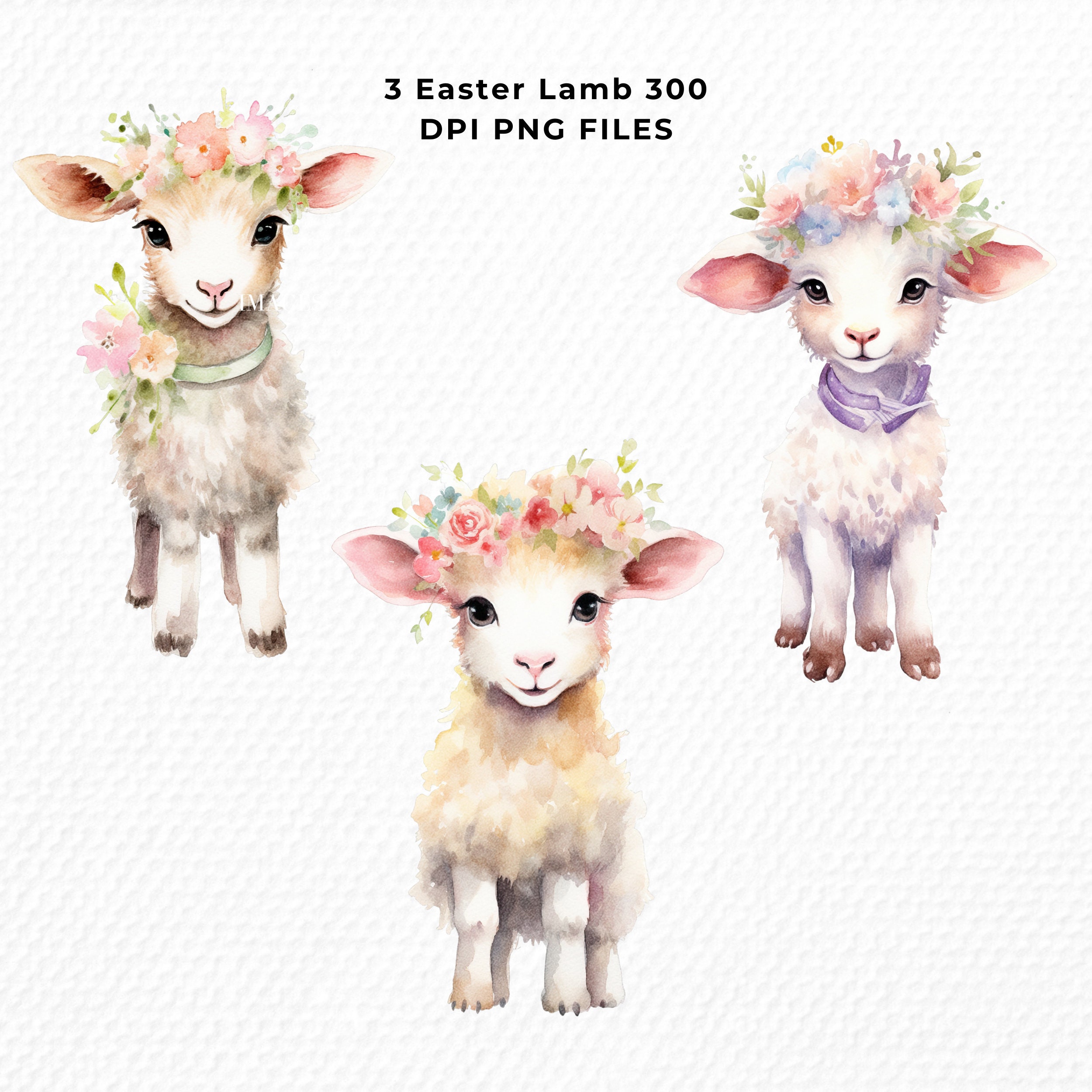 Watercolor Easter Lamb Clipart, Cute Easter Character Clip Art, Spring ...