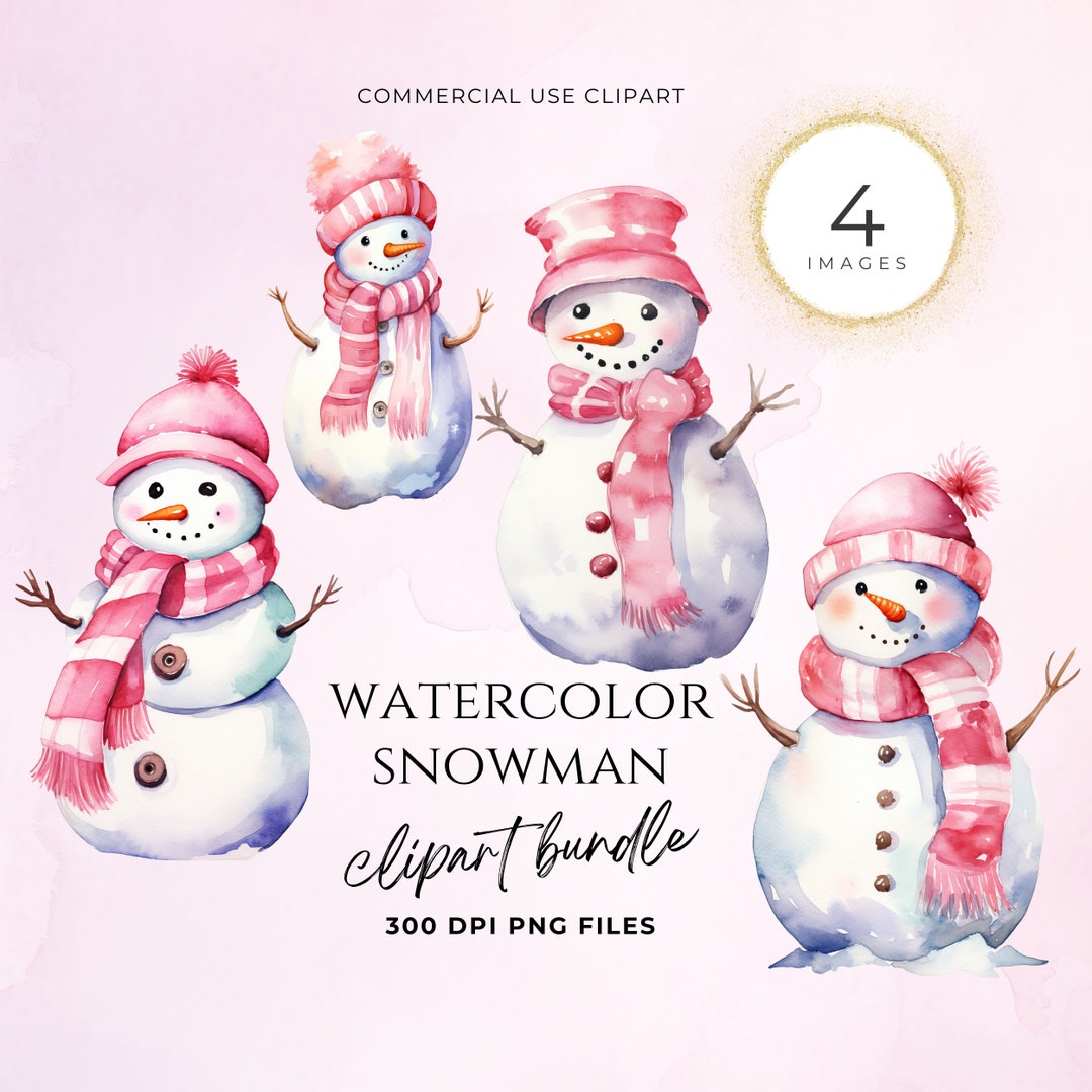 Snowman Family Clipart, Watercolor Christmas Snowman Clipart Commercial ...