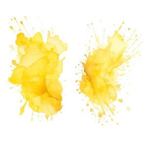 Pastel Watercolor Alcohol Ink Splash Clipart, Yellow Paint Color Splash ...