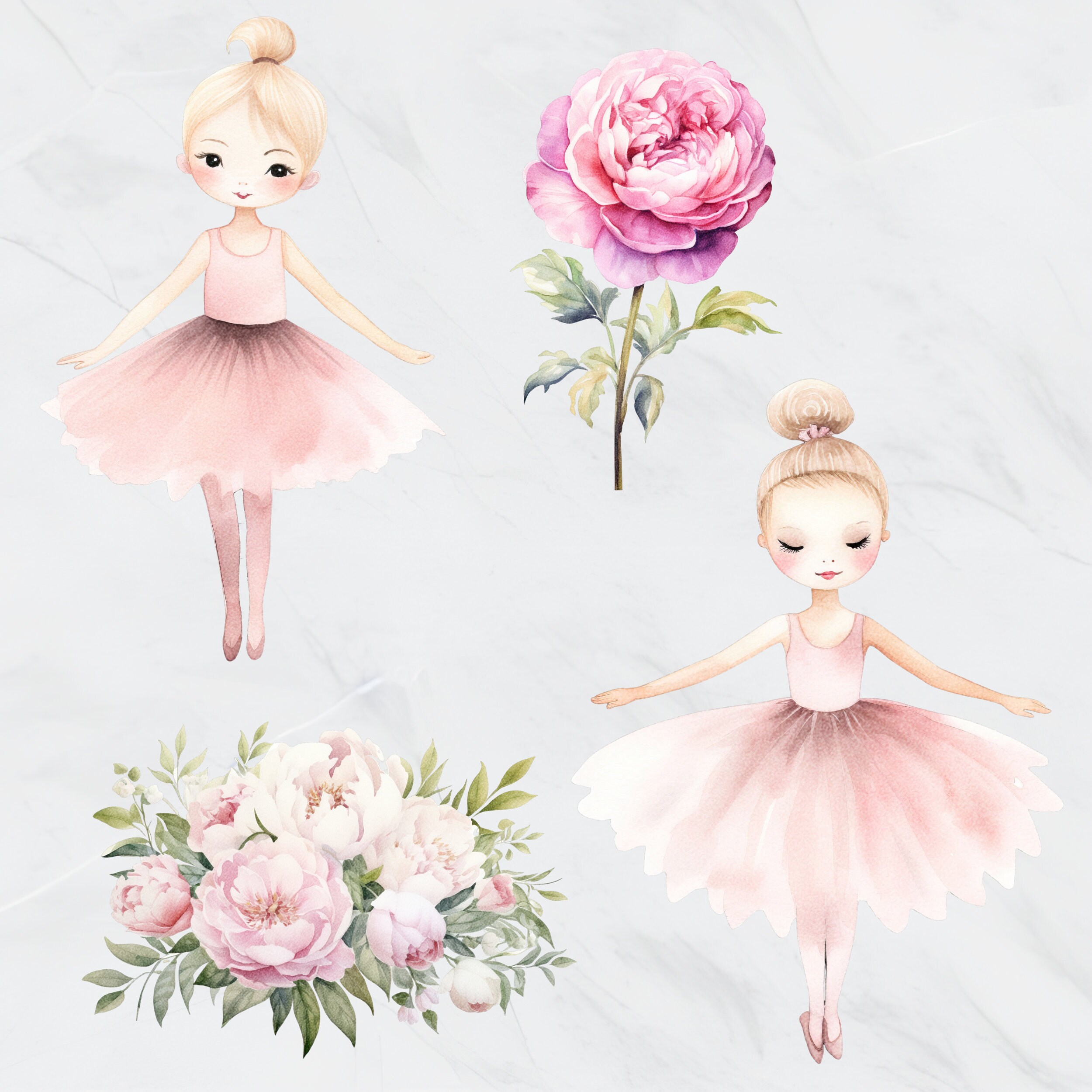 Clipart Watercolor Ballerina, Pink Ballerina, Ballerina Animal, Baby ...