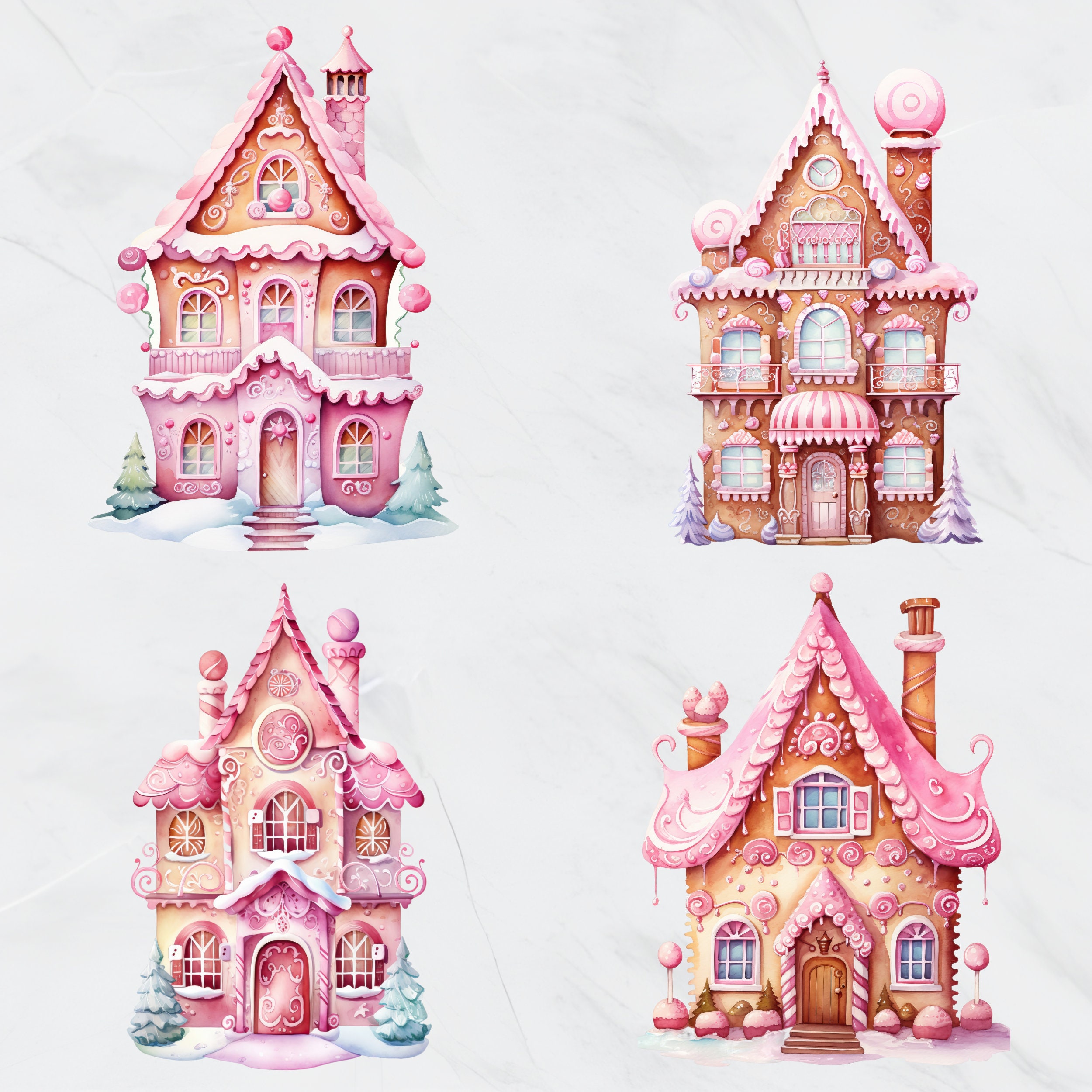 Pink Gingerbread House Clipart, Gingerbread Bakery Clipart, Sweet ...