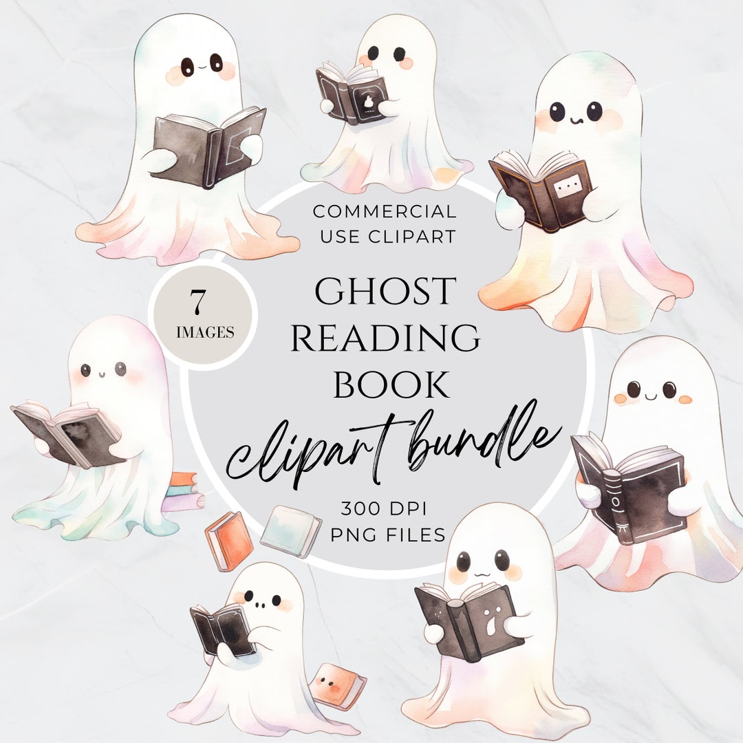 Ghost Reading Book Clipart, Teacher Ghost Clipart, Groovy Teacher ...