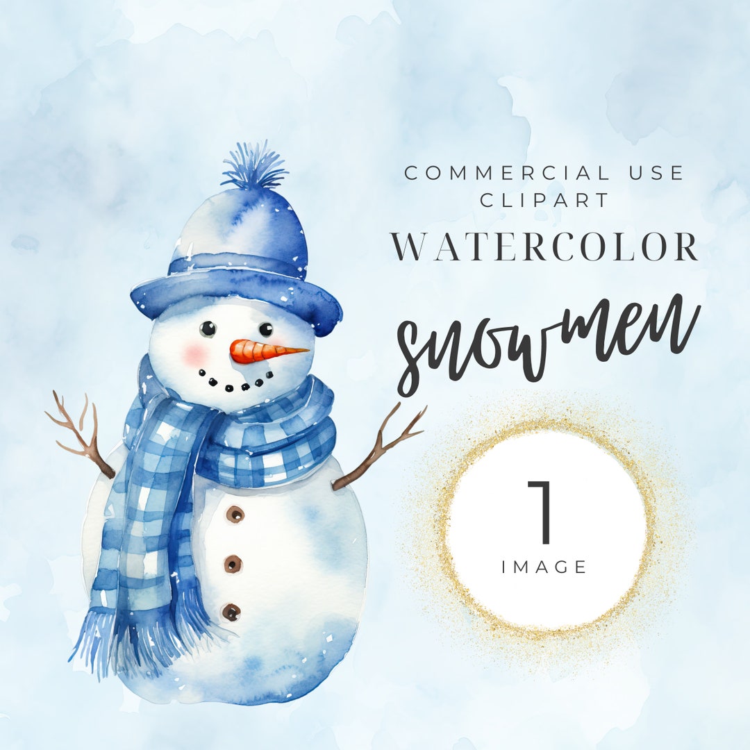 Snowman Family Clipart, Watercolor Christmas Snowman Clipart Commercial ...