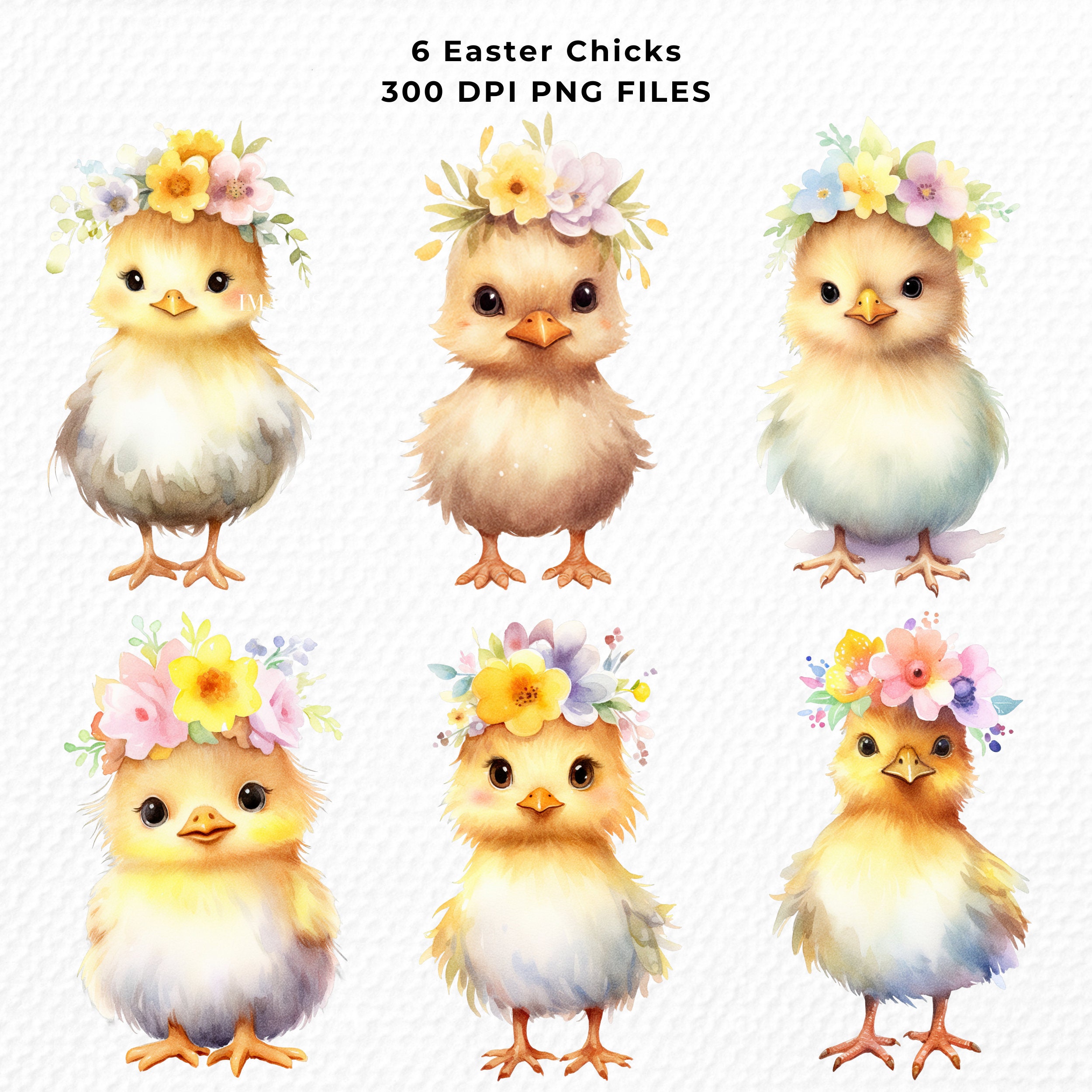 Cute Easter Character Clipart, Watercolor Easter Chick Clip Art, Easter ...
