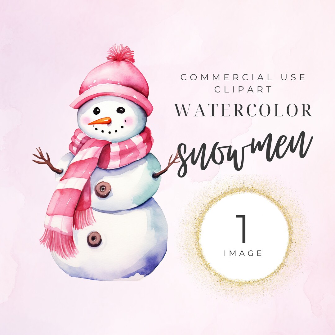 Snowman Family Clipart, Watercolor Christmas Snowman Clipart Commercial ...