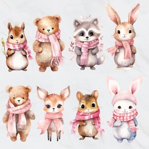 Winter Woodland Clipart, Winter Forest, Pink, Woodland Animals ...