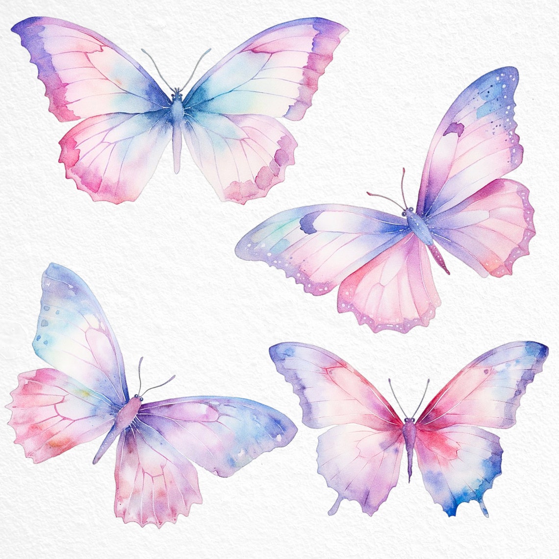 Pink and Purple Butterflies Clipart, Pastel Butterfly, Transparent ...