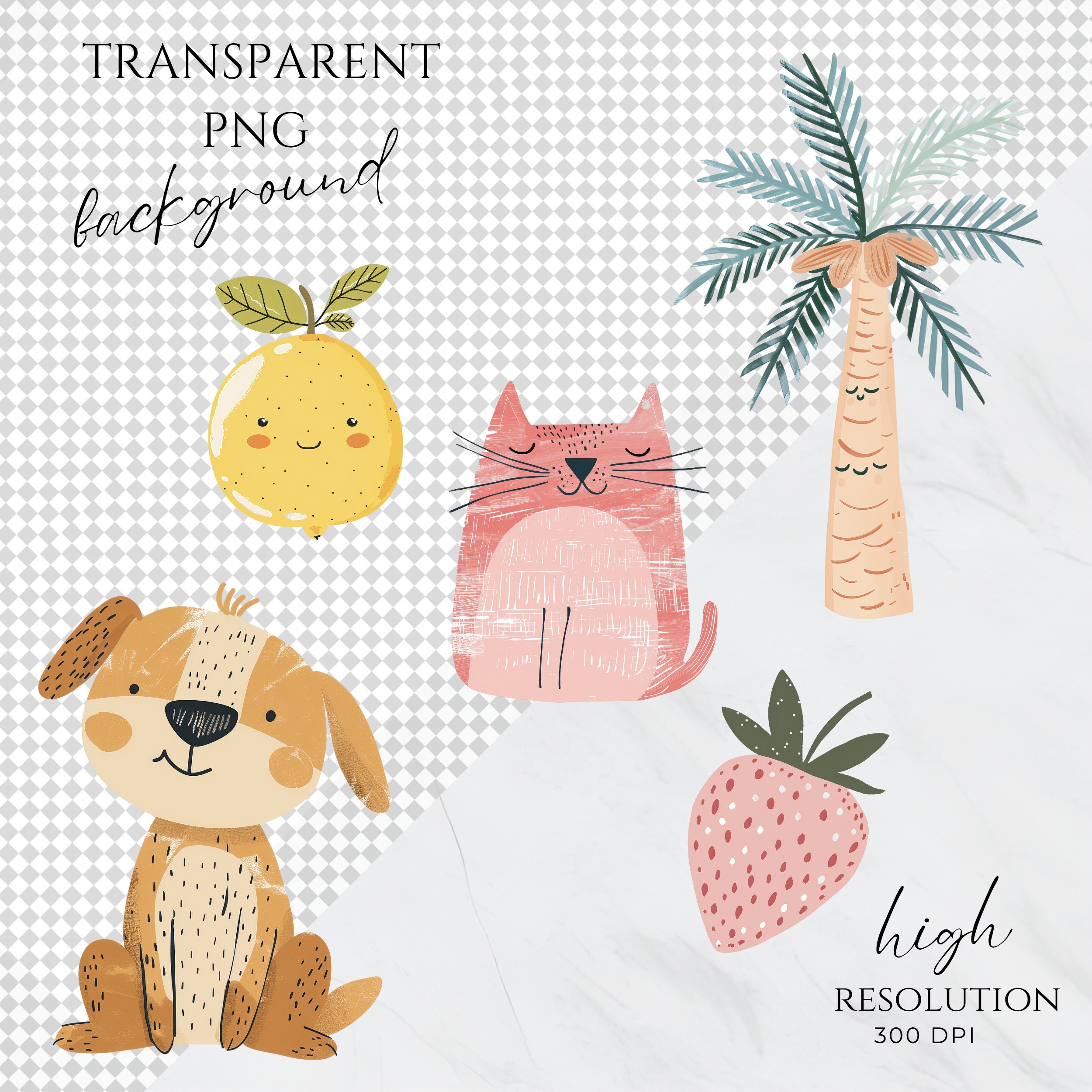 Spring Doodle Clipart, Boho Woodland Animals Clip Art Watercolor Bundle ...