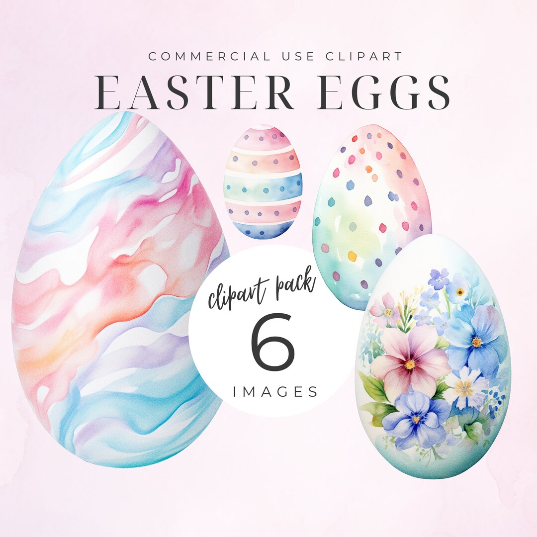 Pastel Easter Eggs Clipart, Floral Watercolor Easter Eggs Clip Art ...