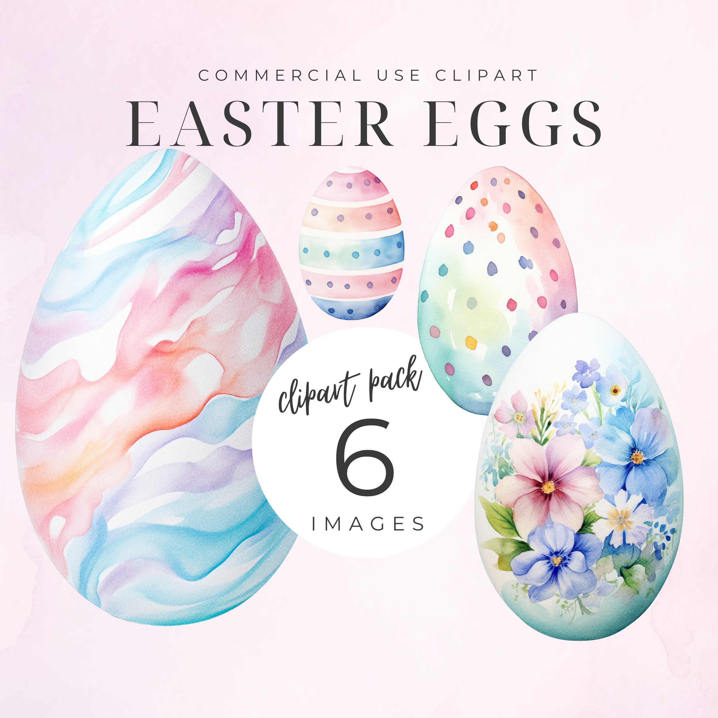 Pastel Easter Eggs Clipart, Floral Watercolor Easter Eggs Clip Art ...