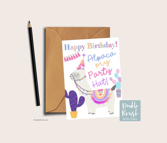 Paper & Party Supplies Alpaca Birthday Card Printable Funny Birthday ...