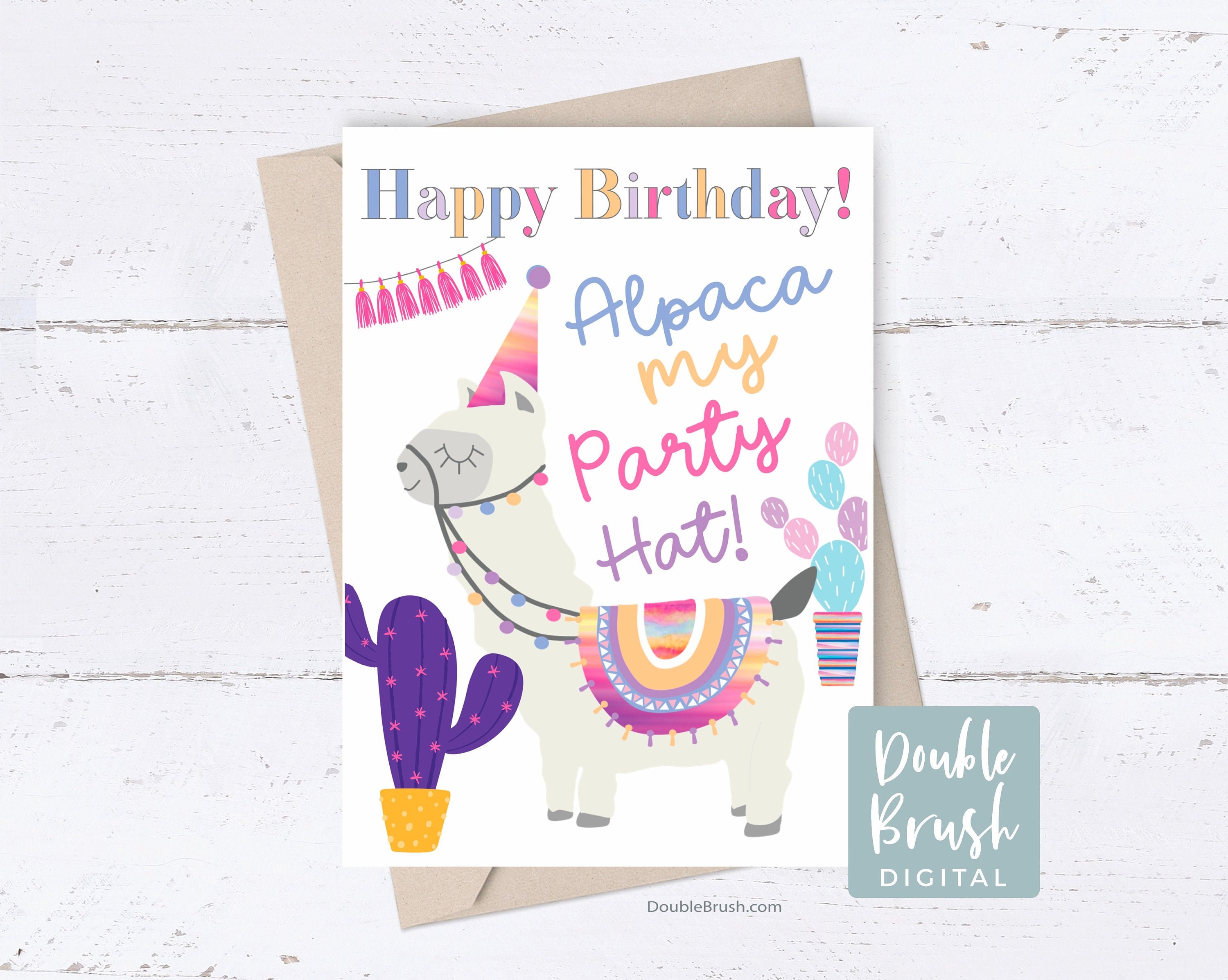 Paper & Party Supplies Alpaca Birthday Card Printable Funny Birthday ...
