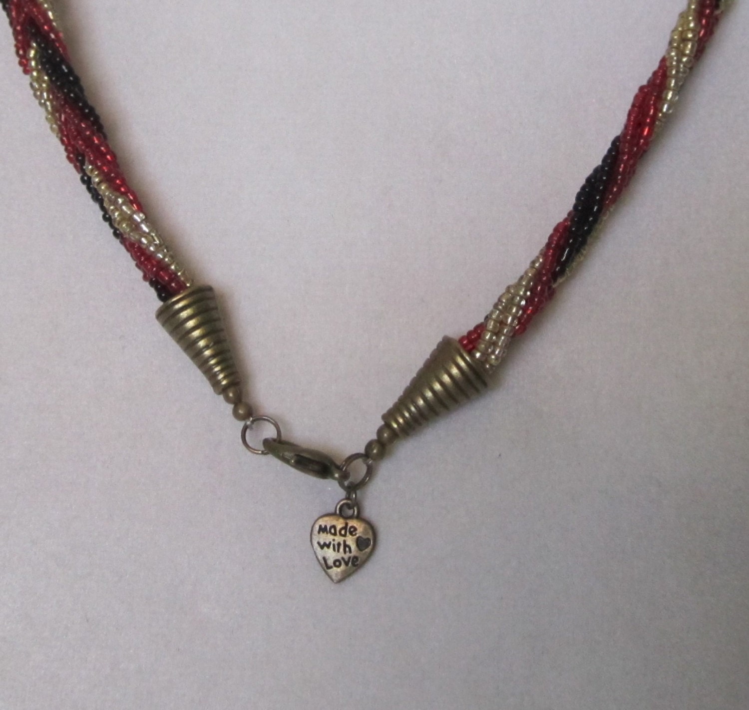 Handmade 7 Strand Braided Glass Bead Necklace in Marine Corps Colors of ...