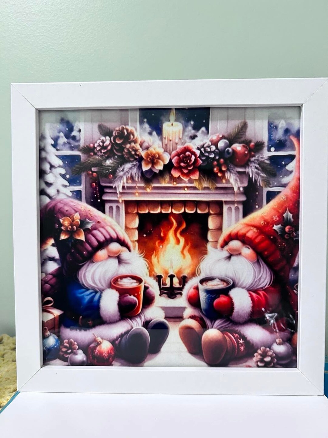 Lighted Gnomes Shadow Box Christmas Gnome Decor Wall Decor Frames 8 X 8 ...