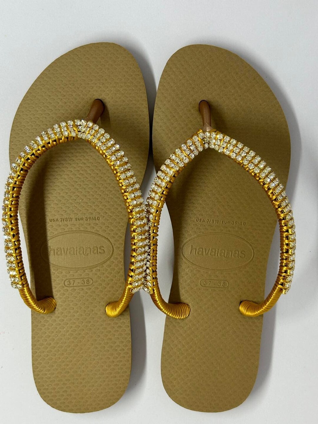 Havaianas Gold Rhinestones Bride Bridal Flip Flops Wedding Bling ...