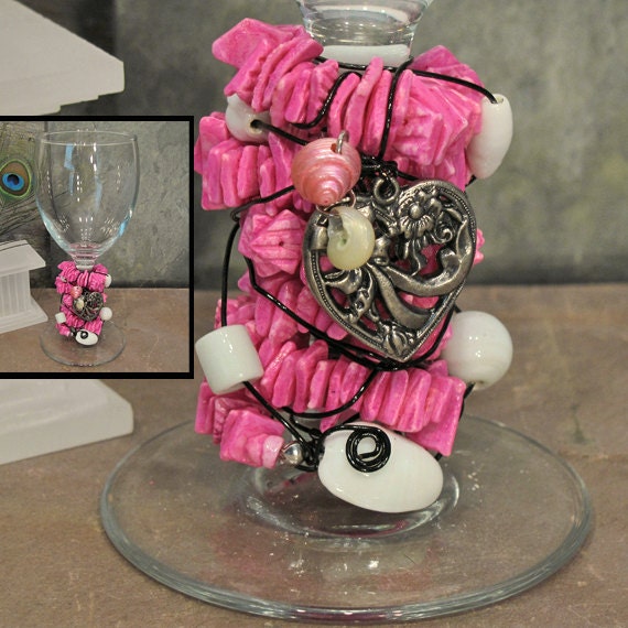 Valentine Wine Goblet Beaded Wire Wrapped Wine Glass With Etsy