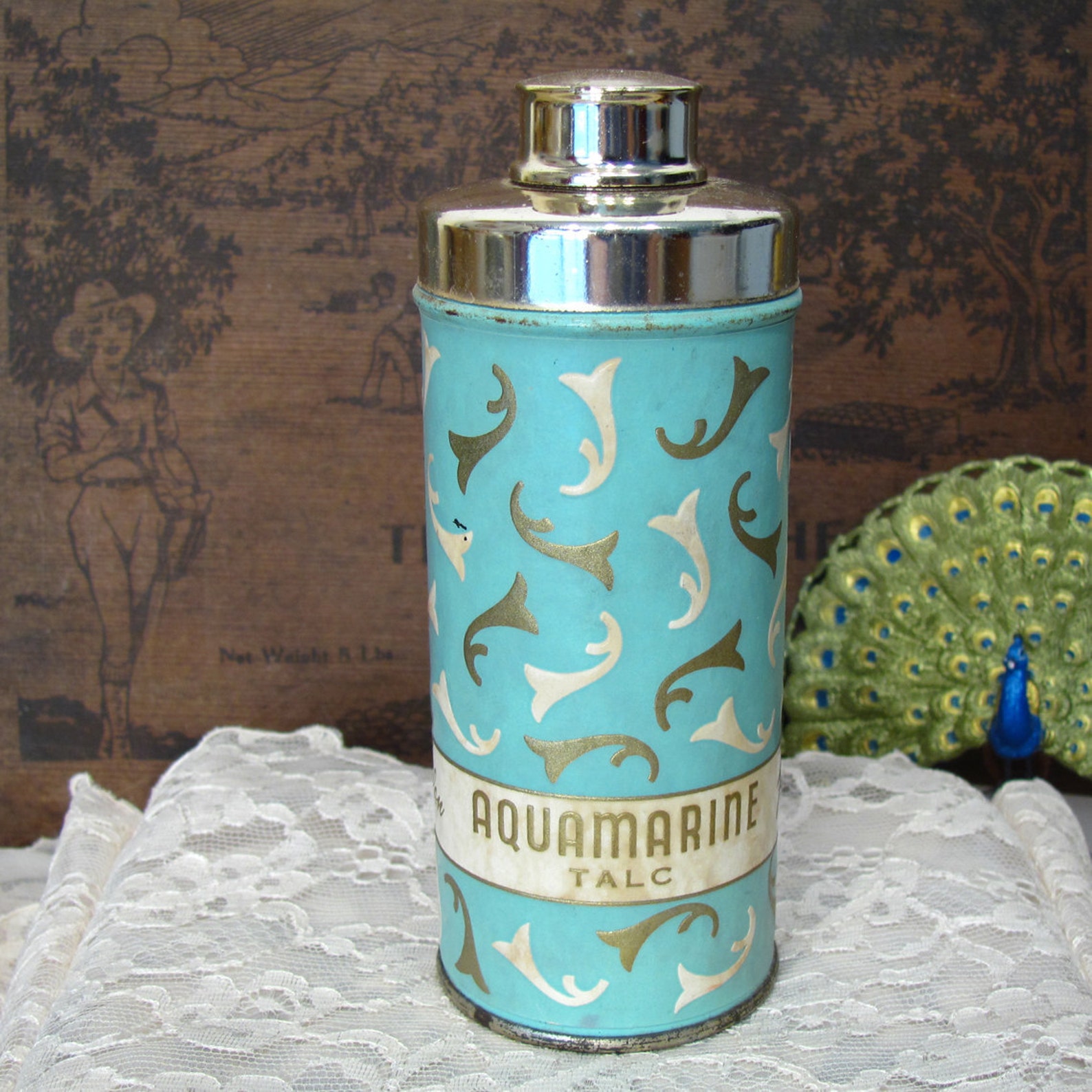 Revlon Aquamarine Talc Vintage Powder Tin With Shaker Top - Etsy