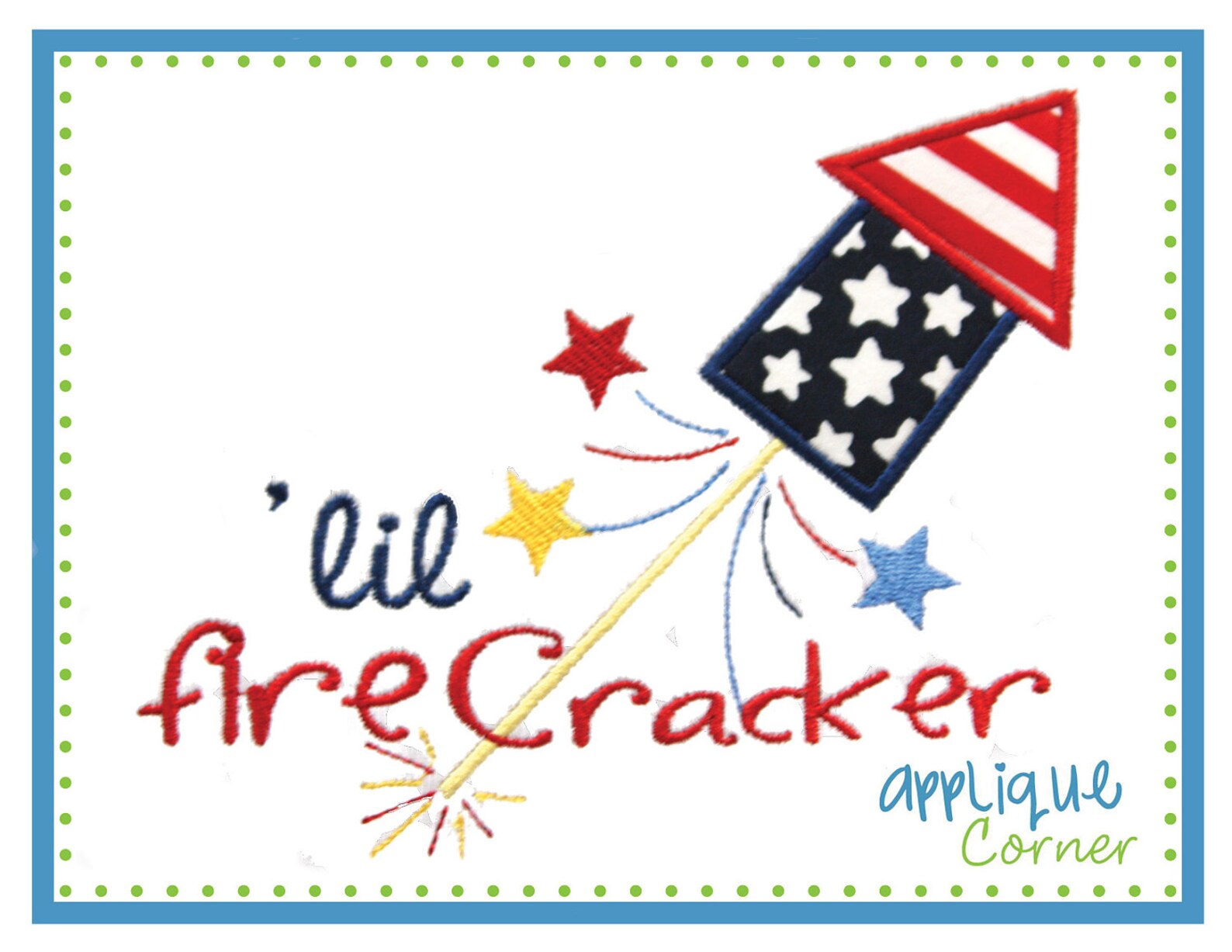 614 4th of July Lil Firecracker Applique design digital for | Etsy