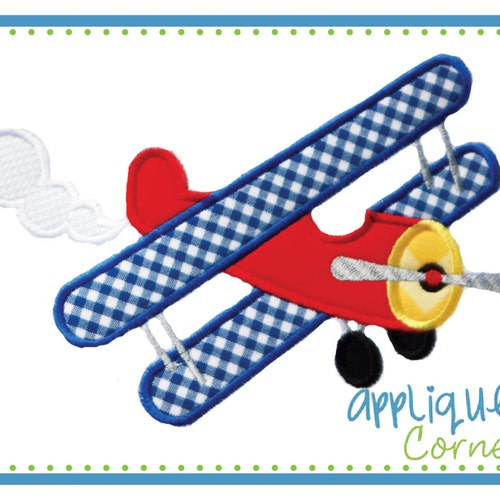 Airplane Plane Applique Machine Embroidery Design Blue Red Boy | Etsy