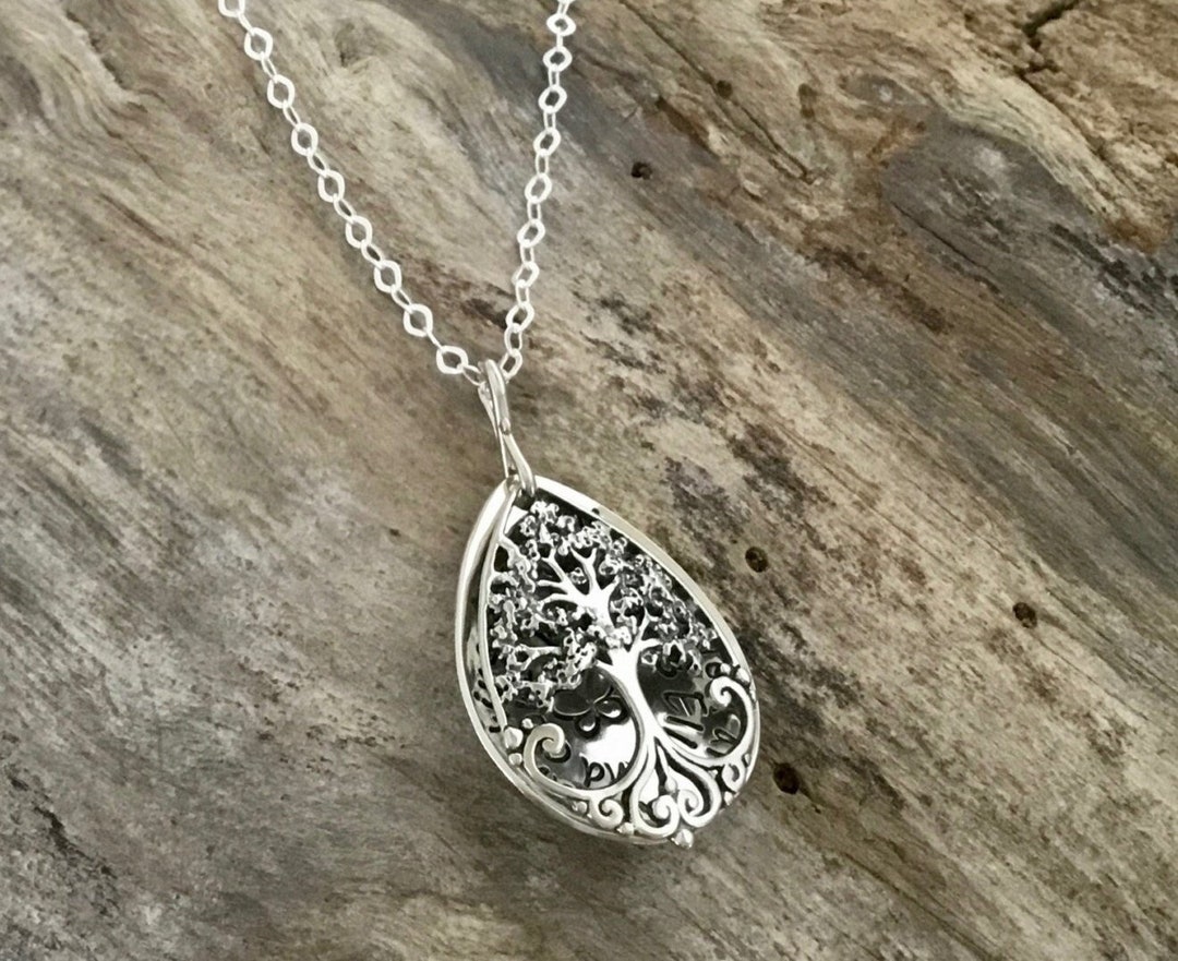 Retirement Tree of Life Locket - Personalized Sterling Silver Necklace ...