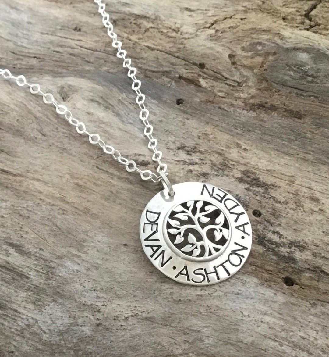 Personalized Sterling Silver Family Tree Necklace - Customized With ...