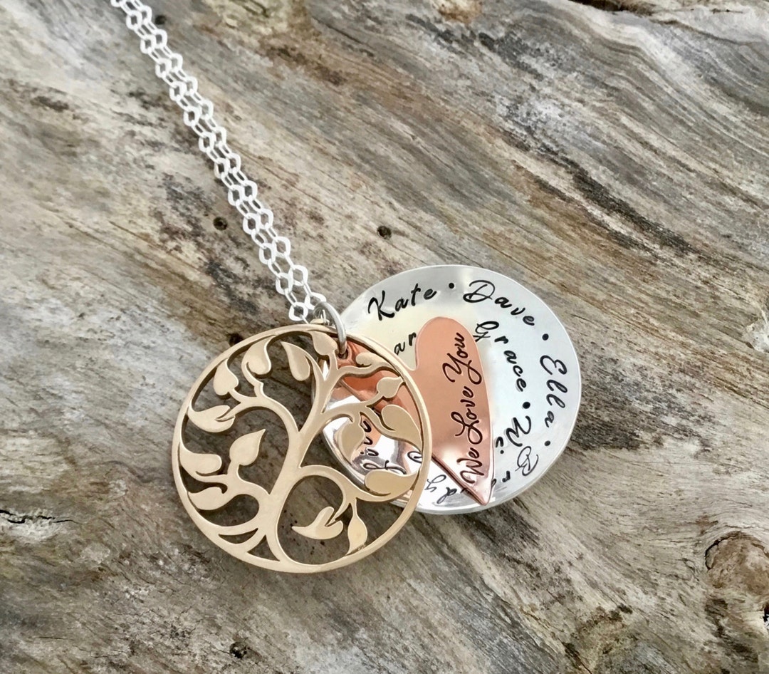 Personalized Family Tree Locket - Bronze Copper Silver - Christmas Gift ...