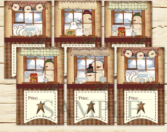 Primitive Country Christmas Labels Digital Download Printable | Etsy