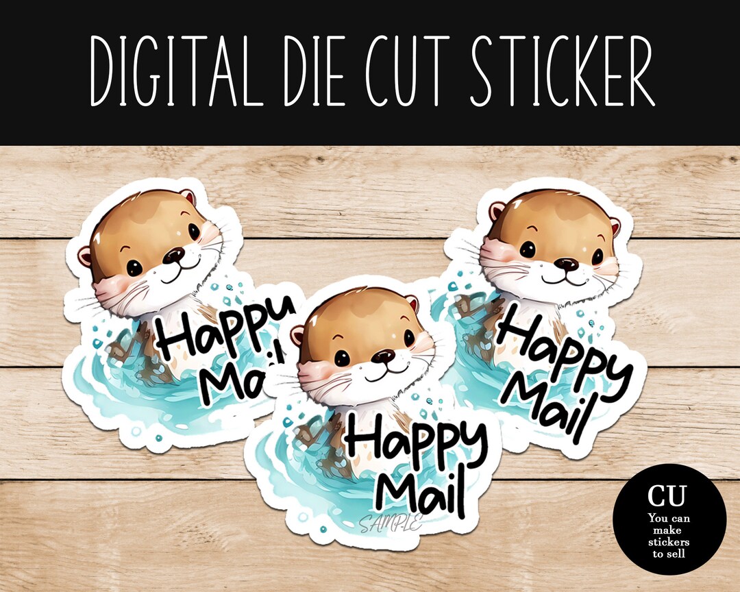 Otter Happy Mail Die Cut Digital Mail Sticker - PNG File - Commercial ...