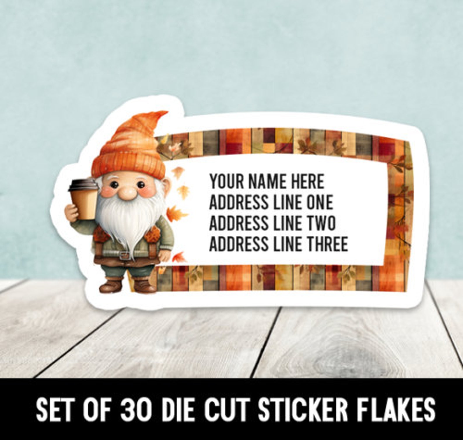 Fall Gnome With Coffee Set of 30 Die Cut Address Labels - Etsy