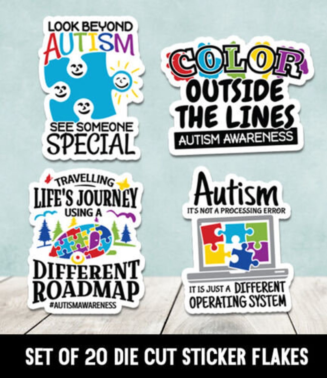 Autism Awareness Sticker Flakes Set of 20 - Etsy