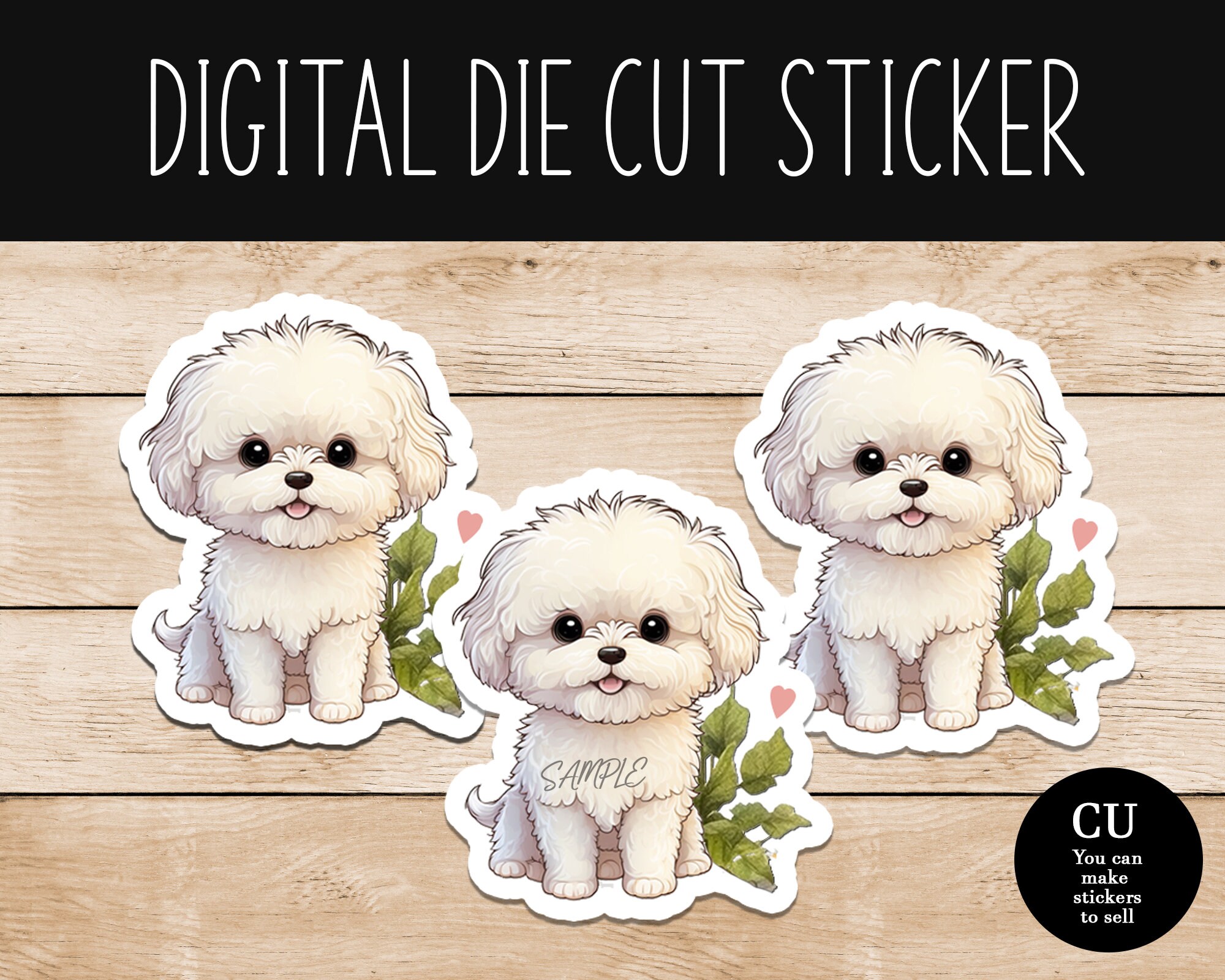 Adorable Maltese Sticker - PNG File - Commercial Use Ok -create Die Cut ...