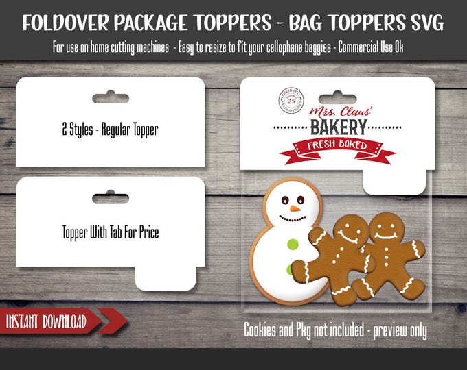 Fold Over Bag Topper SVG Cut File Template - Layered PSD - Transparent ...