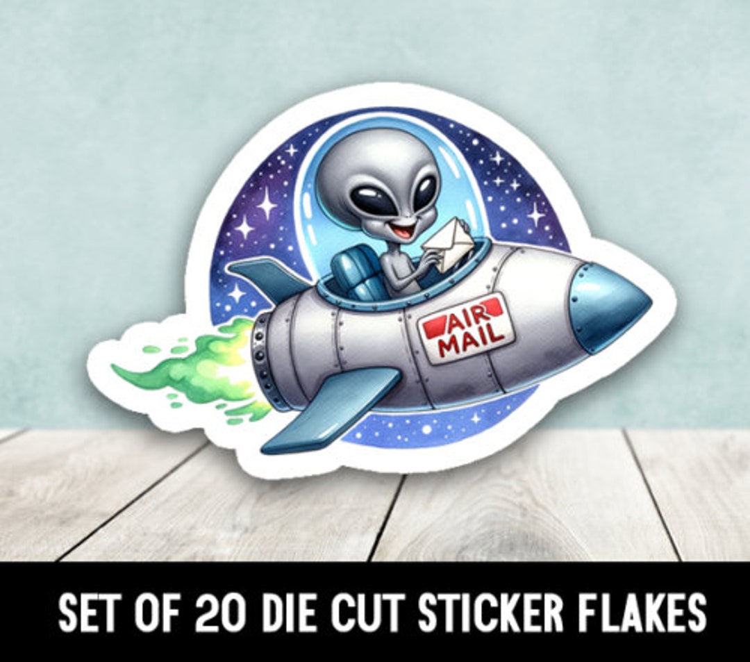 Alien Air Mail Die Cut Stickers Happy Mail - Set of 20 - Etsy