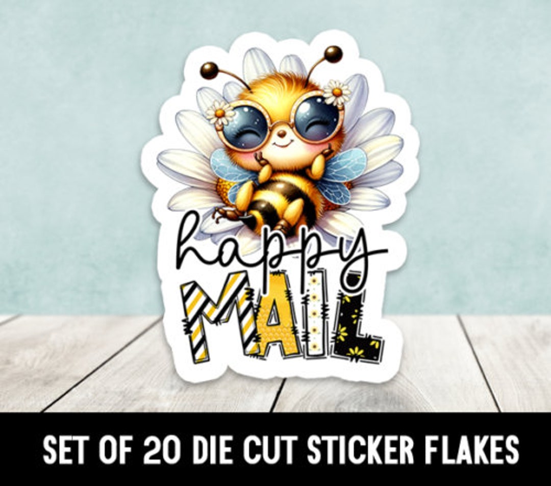 Bee Wearing Shades Happy Mail Die Cut Stickers Happy Mail - Set of 20 ...