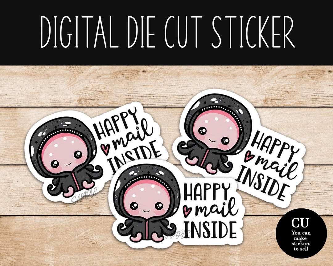 Octopus Happy Mail Inside Sticker - PNG File - Commercial Use Ok ...