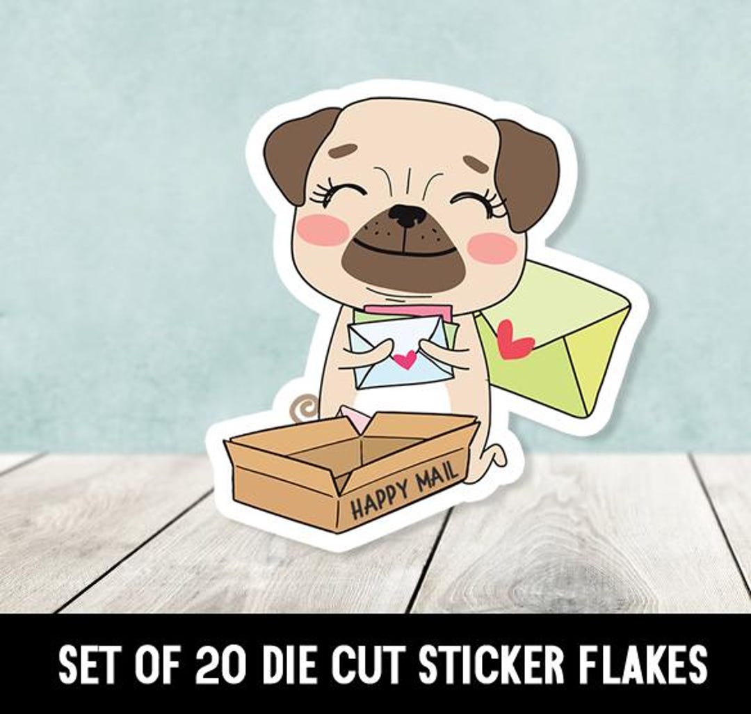 Pug Letters Happy Mail Die Cut Stickers - Set of 20 - Etsy