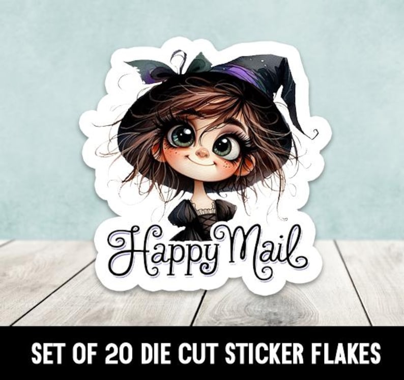 Cute Witch Happy Mail Die Cut Stickers - Set of 20 - Etsy
