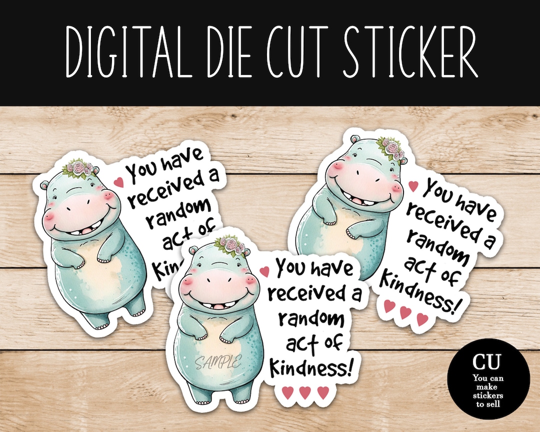 Adorable Hippo RAK Sticker - PNG File - You Have Received A Random Act ...